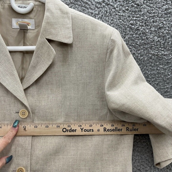 Talbots | Jackets & Coats | Talbots Blazer Womens Beige Irish Linen Three Button Classic Career ...